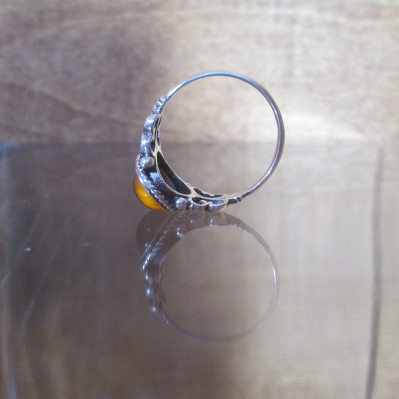 WhyteWing | Jewelry | Deep Honey Amber Ring Sterling Silver Pierced ...